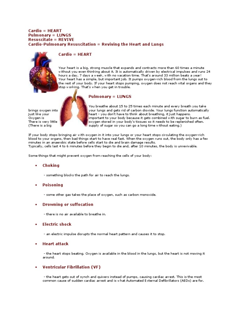 Cardio HEART Pulmonary LUNGS Resuscitate REVIVE Cardio-Pulmonary ...