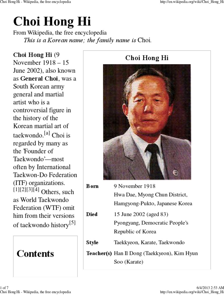 Choi Hong Hi - Wikipedia, The Free Encyclopedia | Taekwondo | East ...