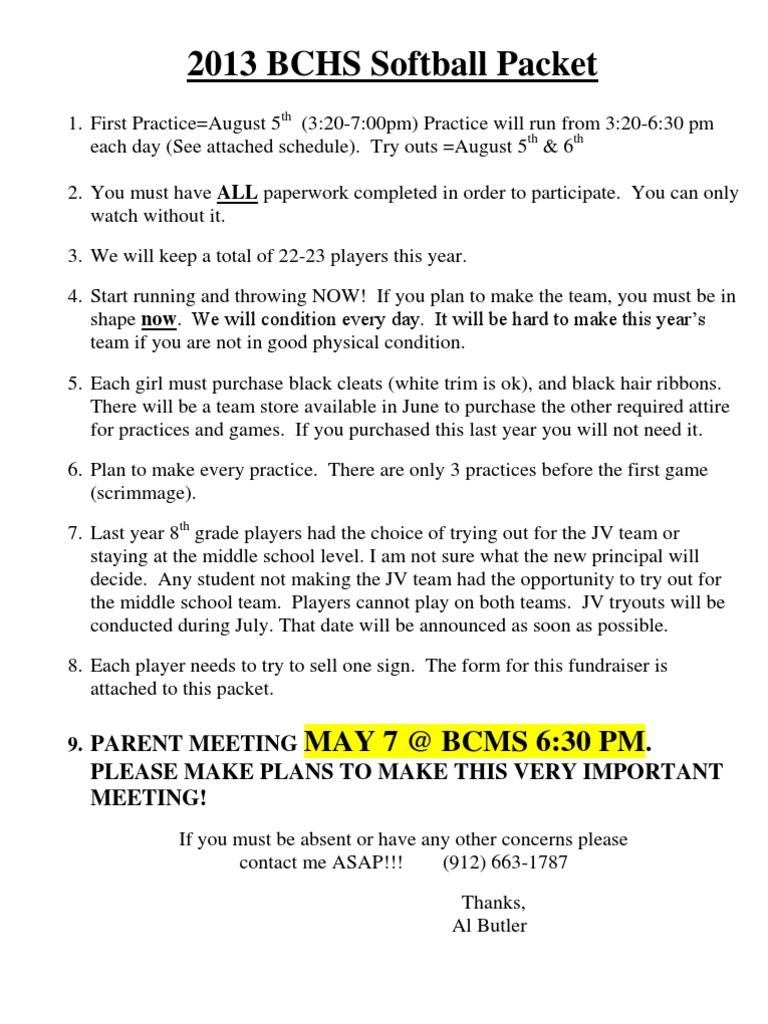 2013 Softball Packet | PDF | Dieting | Physician