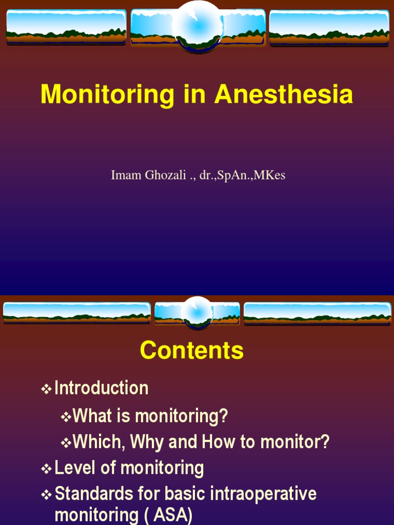 Anesthesia Monitoring Standards Overview | PDF | Monitoring (Medicine ...