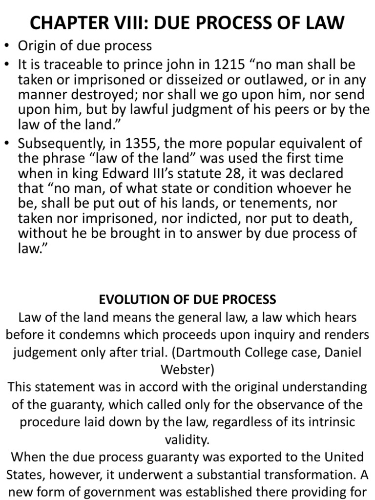 Due Process of Law. Powerpoint Presentation | Due Process Clause ...