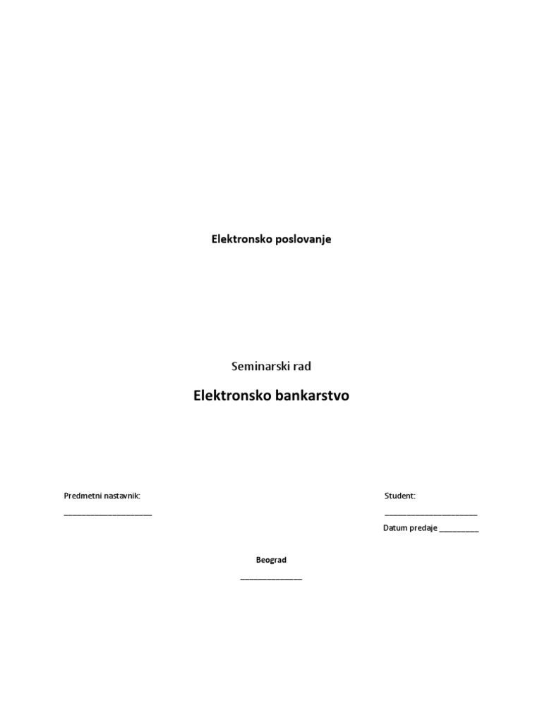 Elektronsko Bankarstvo | PDF