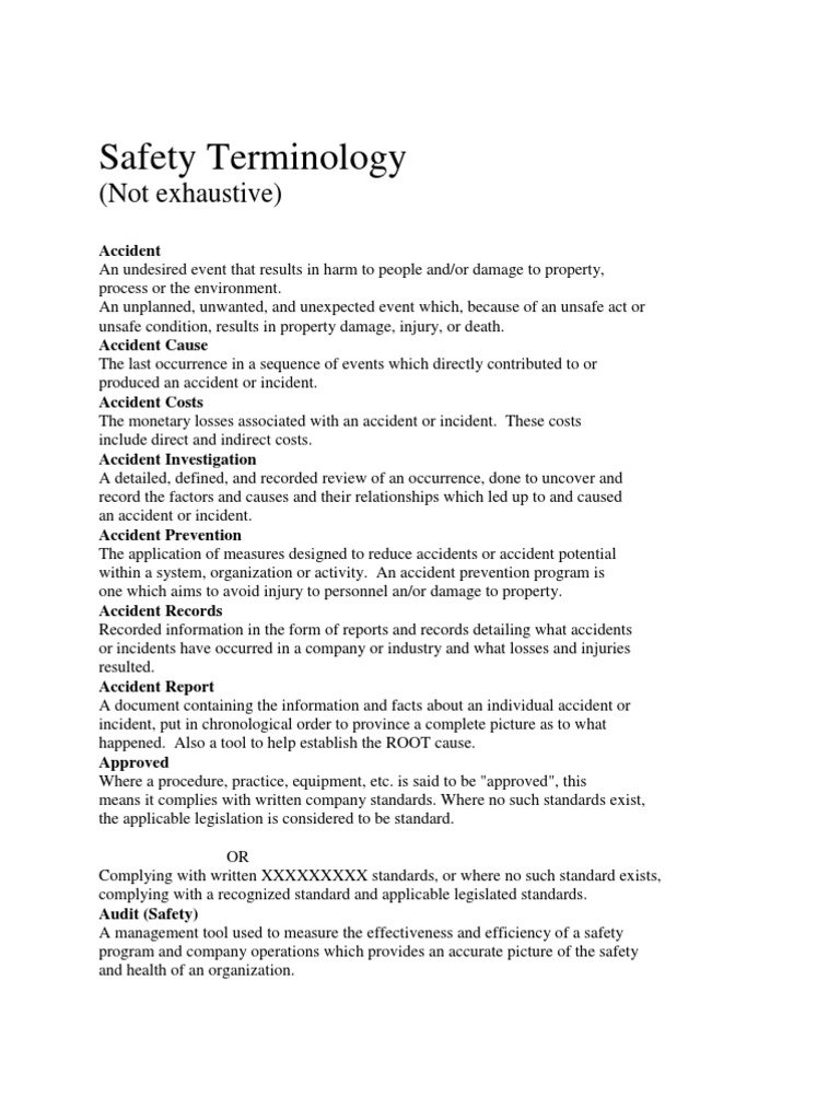 Safety Terminology | PDF | Safety | Traffic Collision