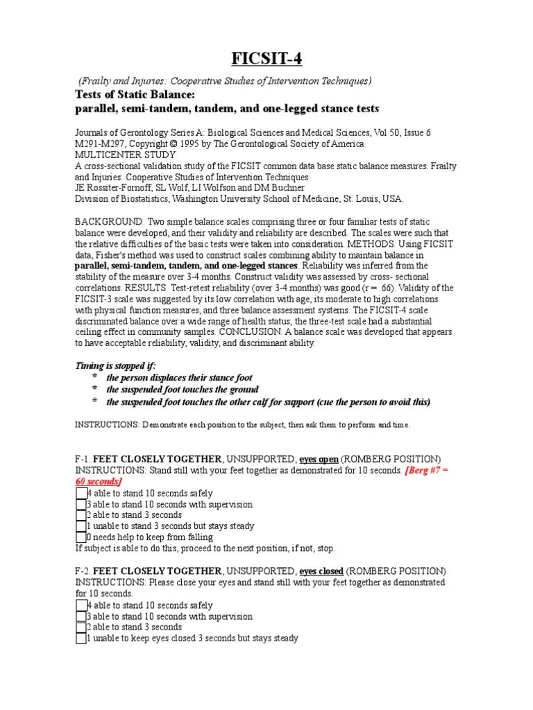 FICSIT-4 | Validity (Statistics) | Psychology & Cognitive Science