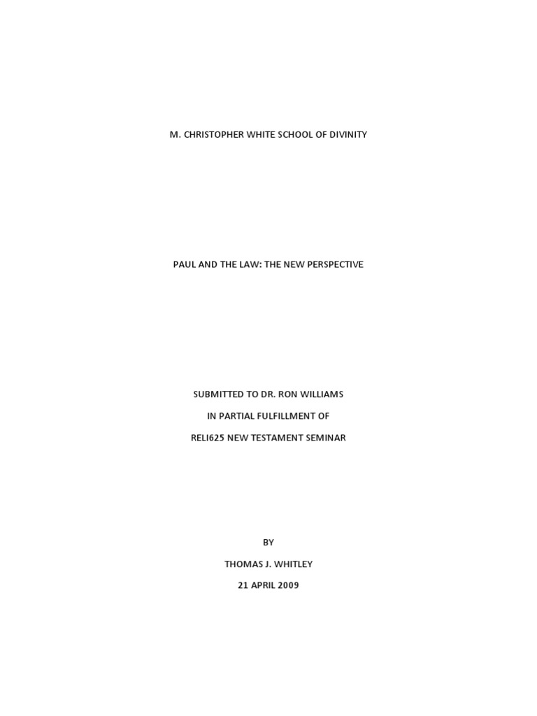 Paul and The Law: The New Perspective | Download Free PDF | Justification (Theology) | Paul The ...