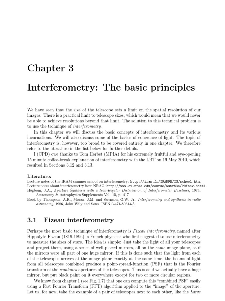 Chap Interferometry | PDF | Interferometry | Coherence (Physics)
