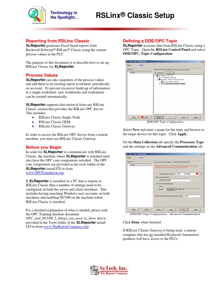 Rslinx Classic Setup: Reporting From Rslinx Classic Defining A Dde/Opc Topic | PDF | Server ...