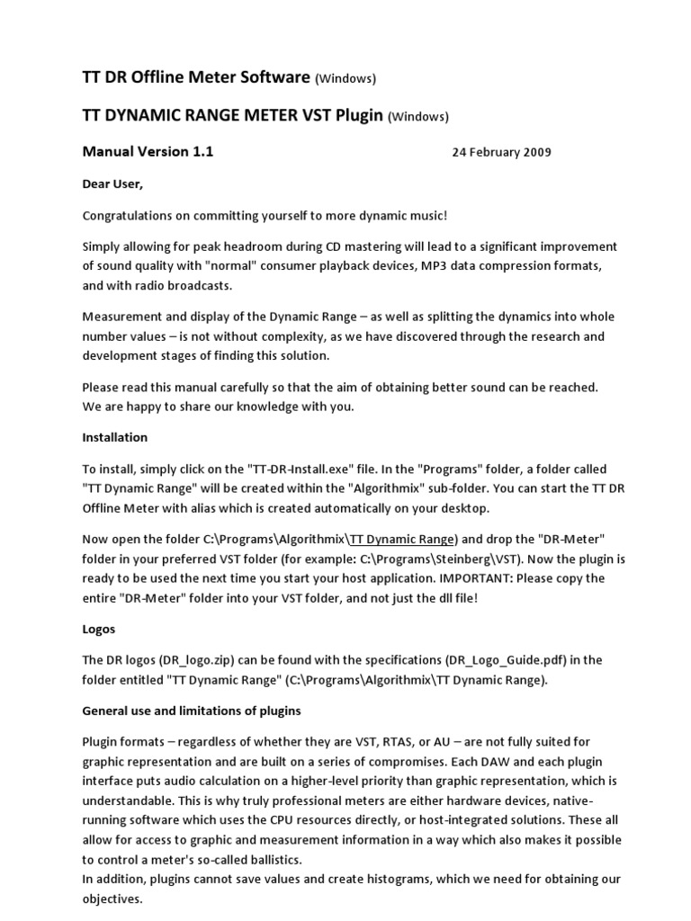 TT DYNAMIC RANGE METER VST Plugin (Windows) METER VST Plugin (Windows ...