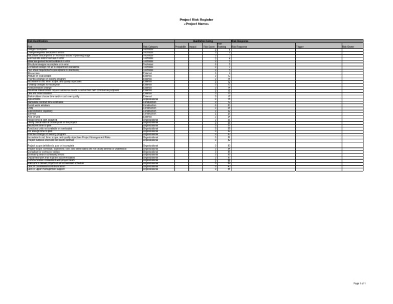 Risk Register Term Project (NUST, Pakistan) | PDF
