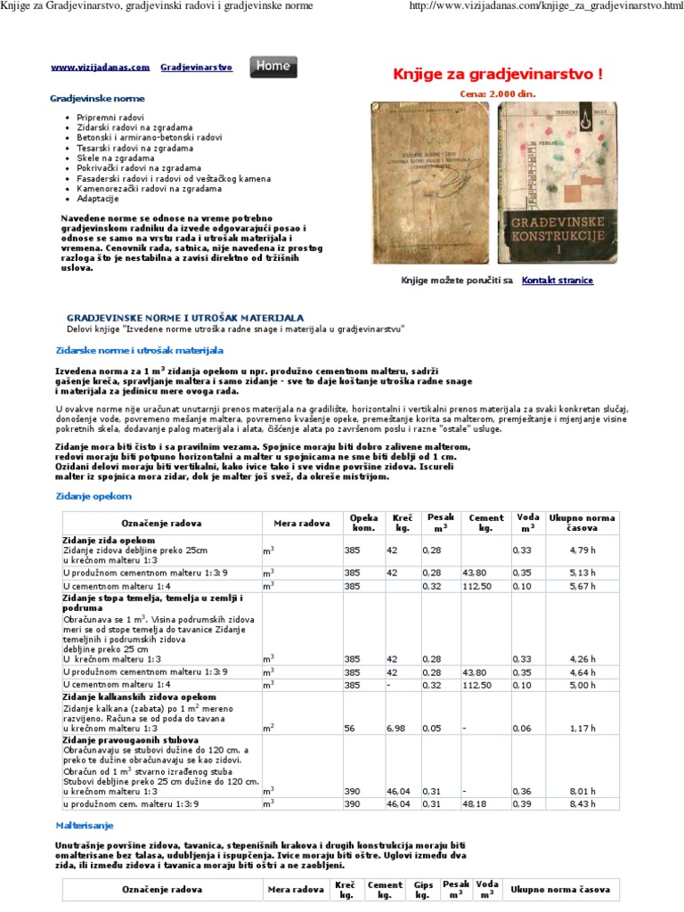 Knjige Za Gradjevinarstvo, Gradjevinski Radovi I Gradjevinske Norme | PDF