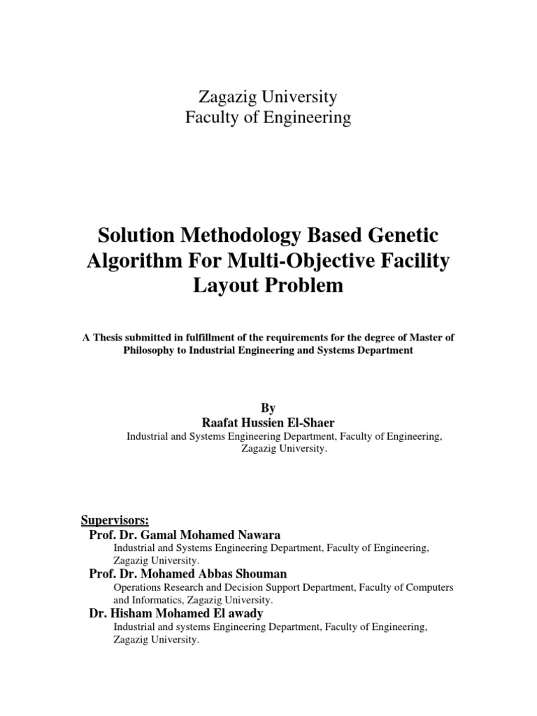 Solution Methodology Based Genetic Algorithm For Multi-Objective Facility Layout Problem | PDF ...