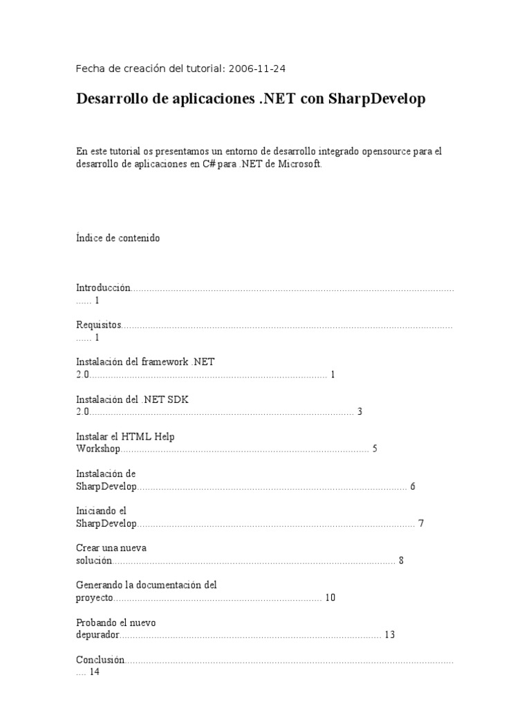 Desarrollo de Aplicaciones .NET Con SharpDevelop | PDF | Entorno de ...