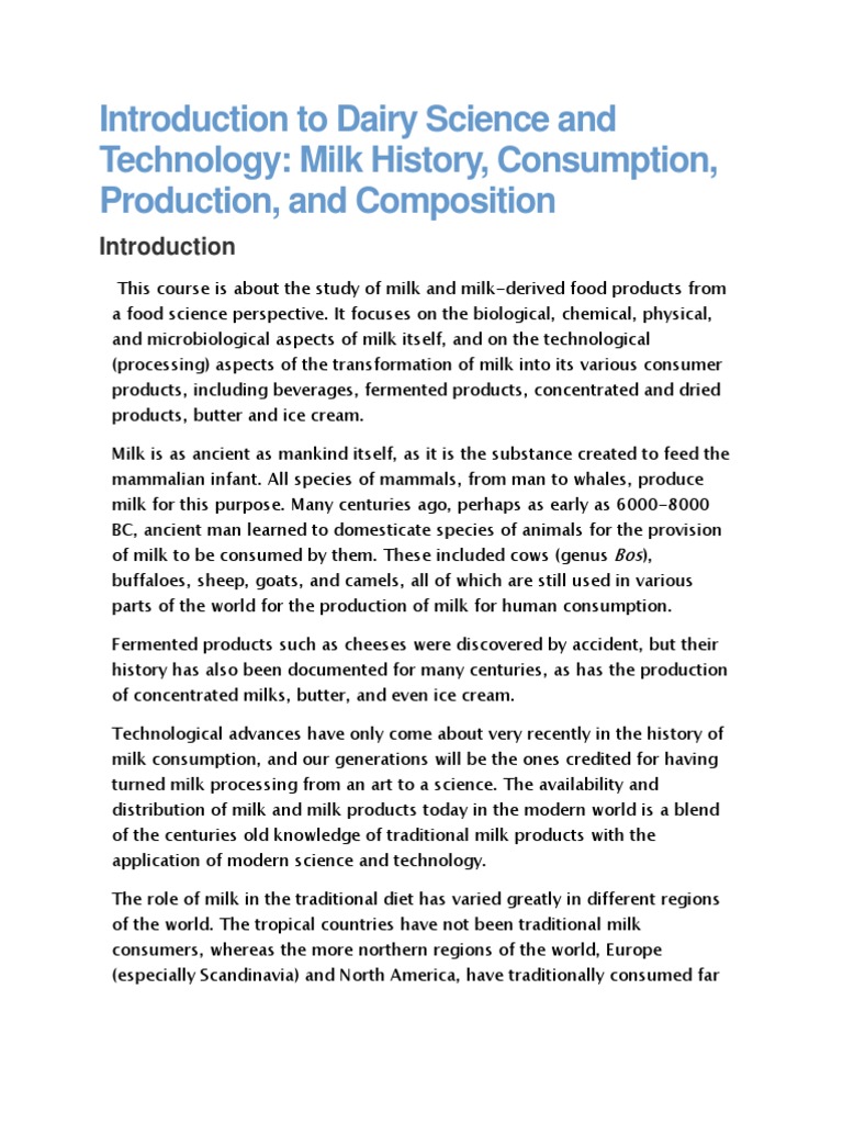 Dairy Science: Milk Production & Composition | PDF | Milk | Fatty Acid