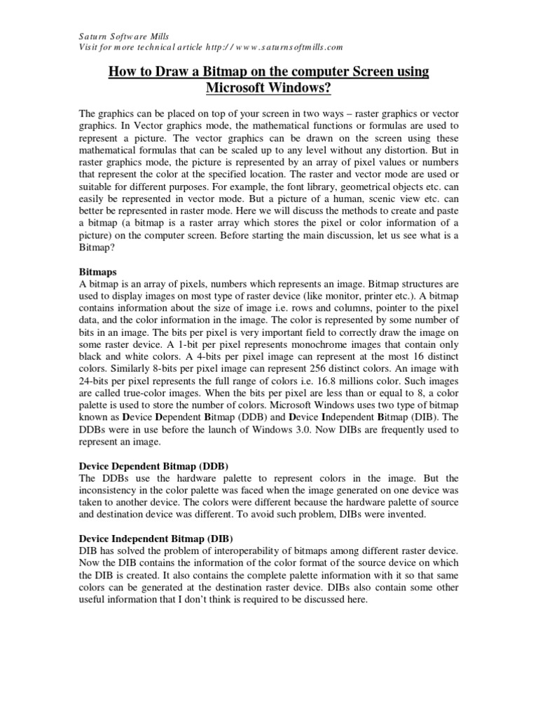 How To Draw A Bitmap On Computer Screen Using Microsoft Windows | PDF ...