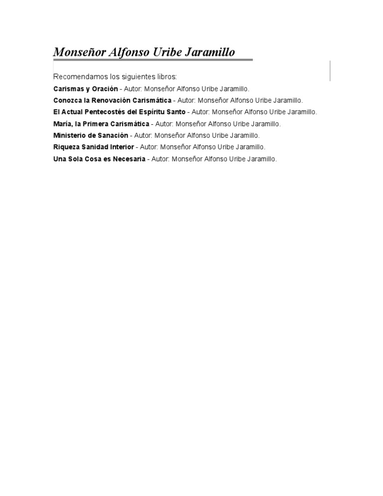 Monseñor Alfonso Uribe Jaramillo | PDF