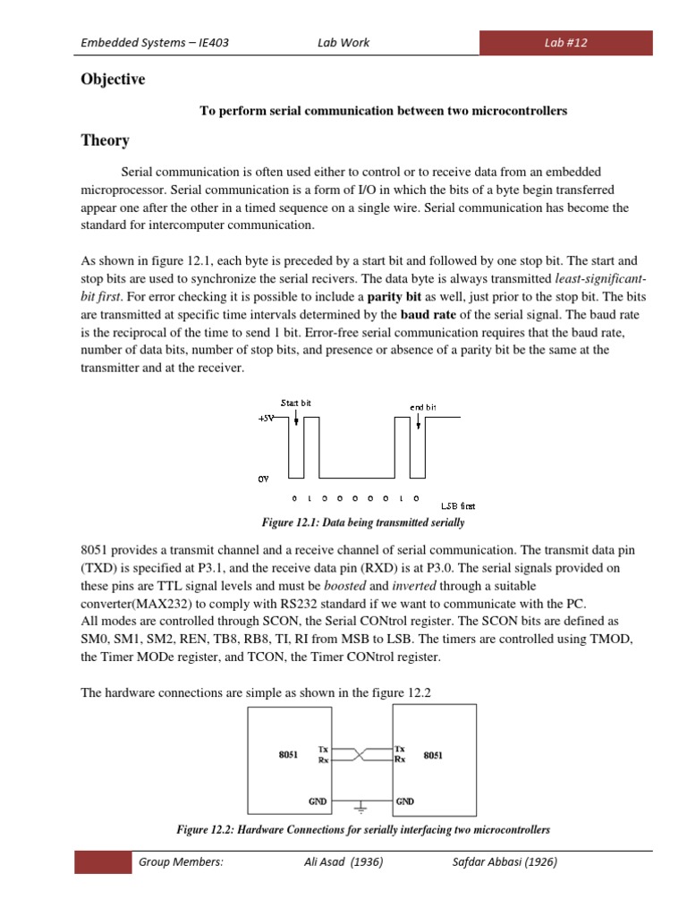 Objective: To Perform Serial Communication Between Two Microcontrollers ...
