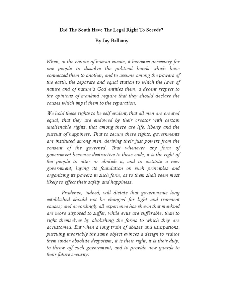 Civil War Secession: Legal Debate | PDF | Confederate States Of America ...