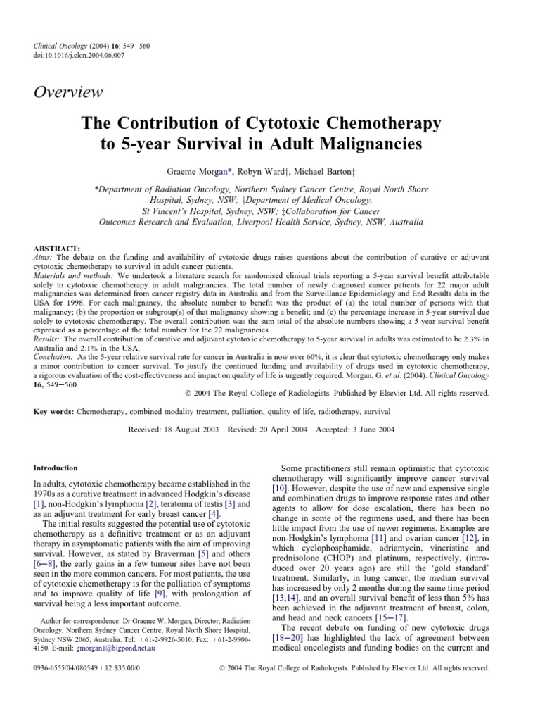 The Contribution of Cytotoxic Chemotherapy To 5-Year Survival in Adult ...