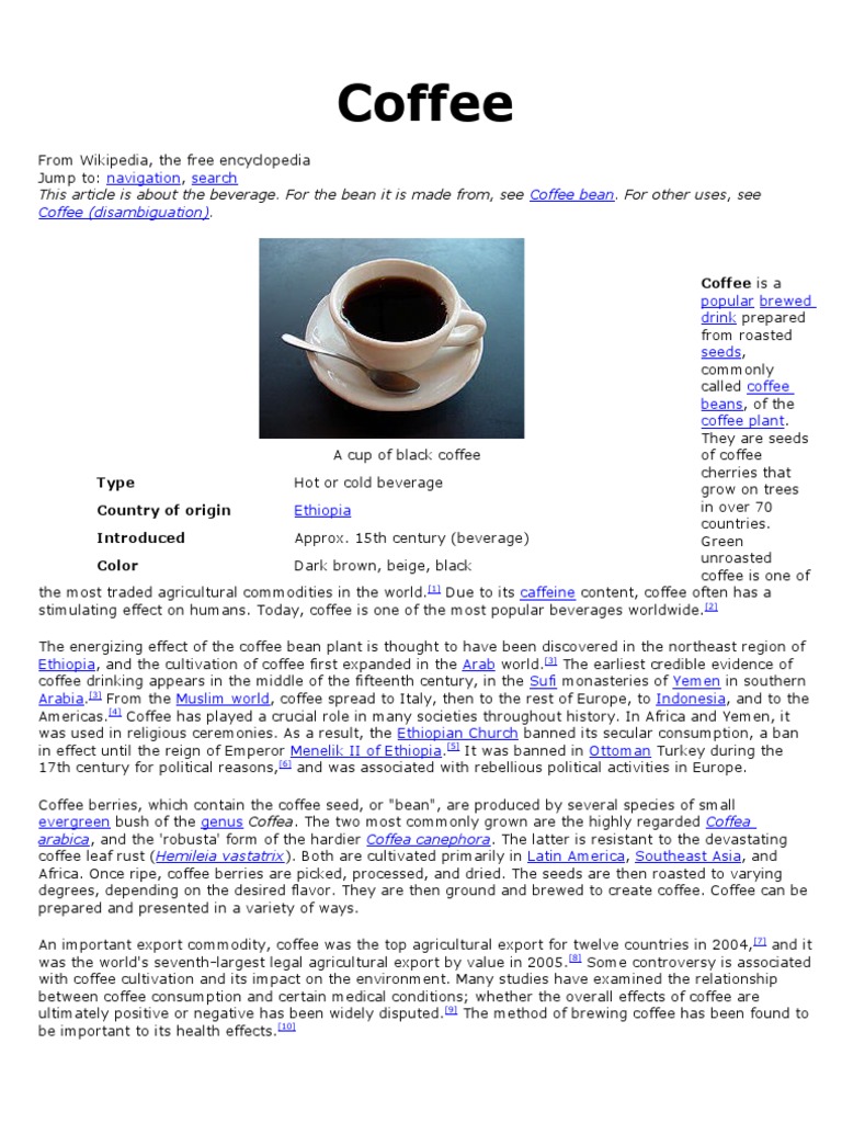 Discover the origins and history of coffee | PDF | Coffee | Caffeine