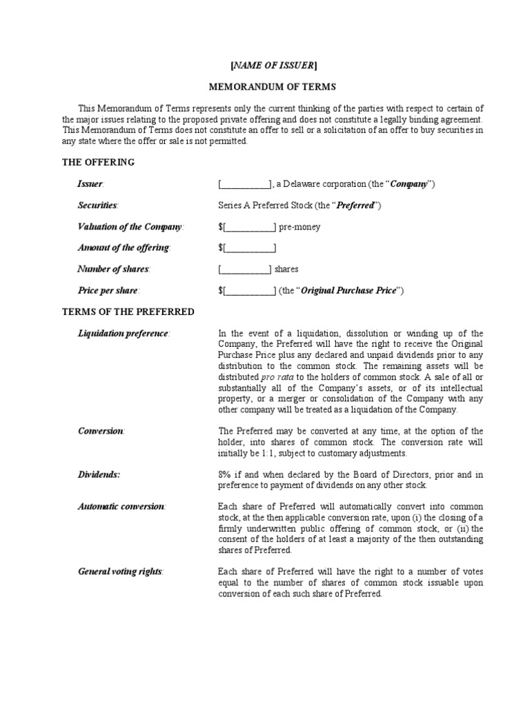 Term Sheet | Stocks | Securities (Finance)