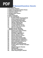 Ramanichandran Novel Summaries List | PDF | Entertainment Award | Leisure