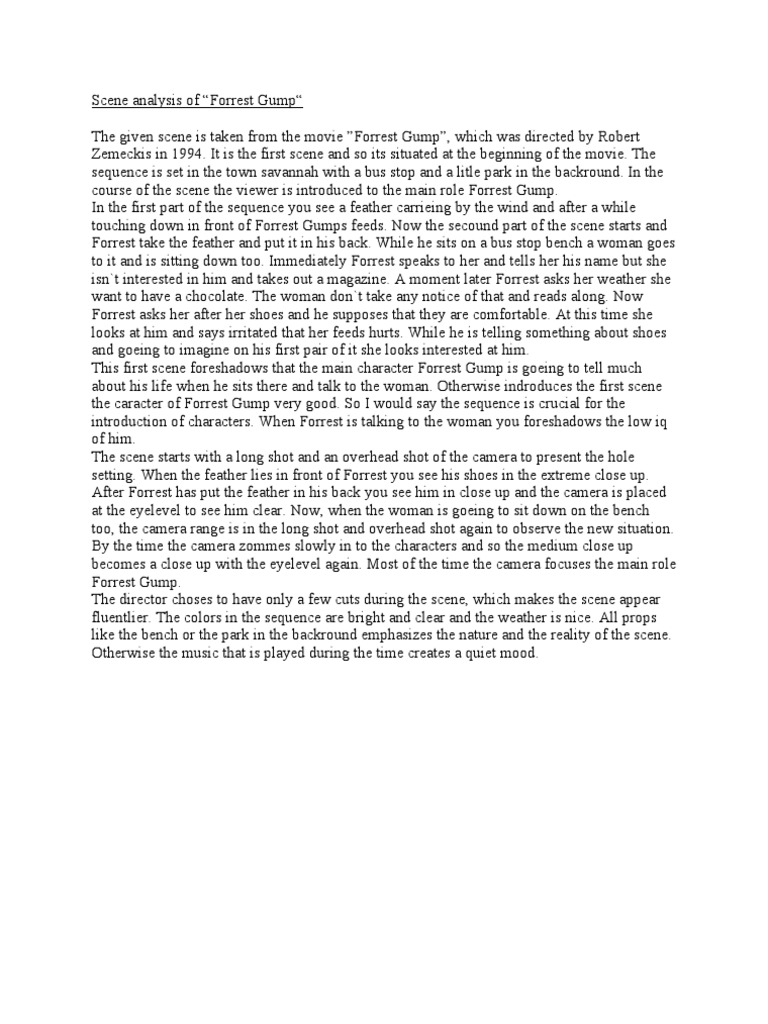 Film Analysis of The First Scene of Forrest Gump | PDF | Leisure
