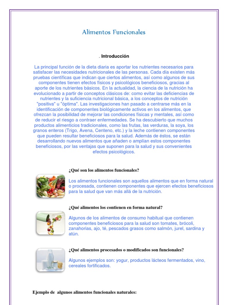 Alimentos Funcionales | PDF | Comida funcional | Alimentos