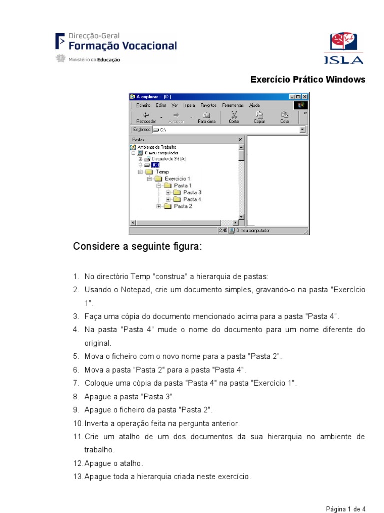 TIC 3A Win02 - Exercicio Pratico Windows | PDF | Microsoft Windows ...