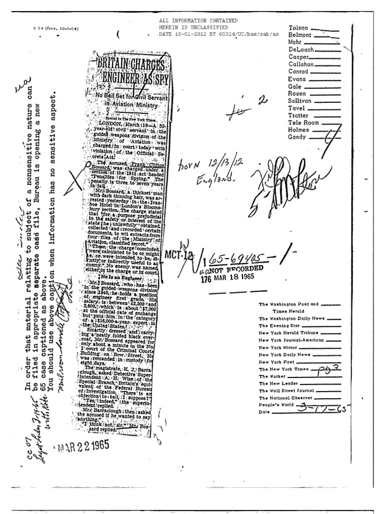 FBI File On Frank Clifton Bossard | PDF