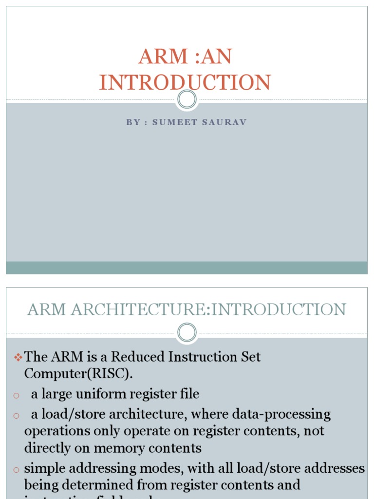 ARM presentation | Instruction Set | Arm Architecture