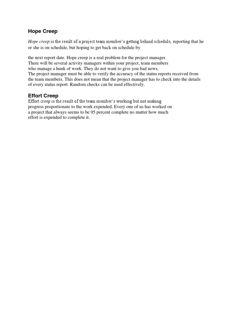 Hope Creep | PDF | Project Management | Goal