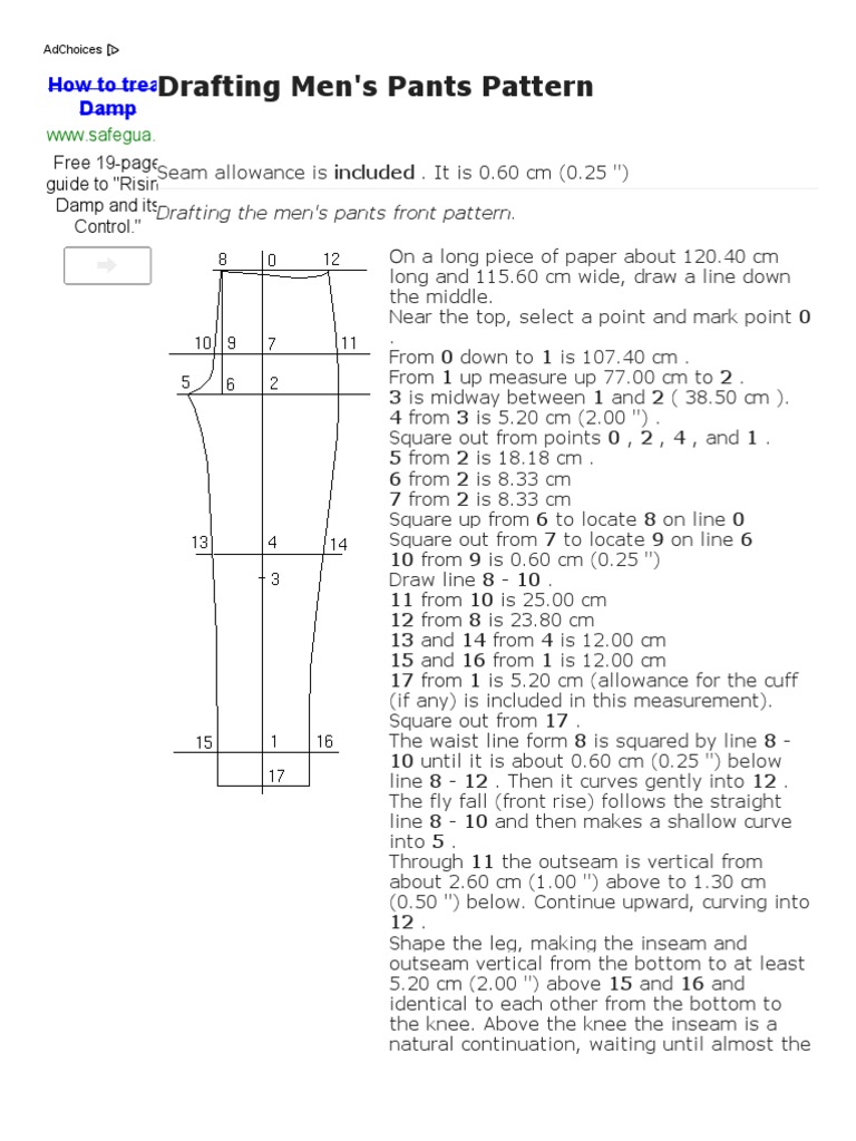 Drafting Men's Pants Pattern | PDF | Seam (Sewing) | Teaching Mathematics