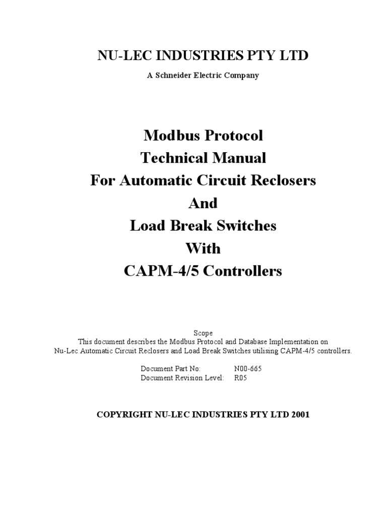 Nu-Lec - MODBUS - Technical Manual | PDF | Computer Data | Data Transmission