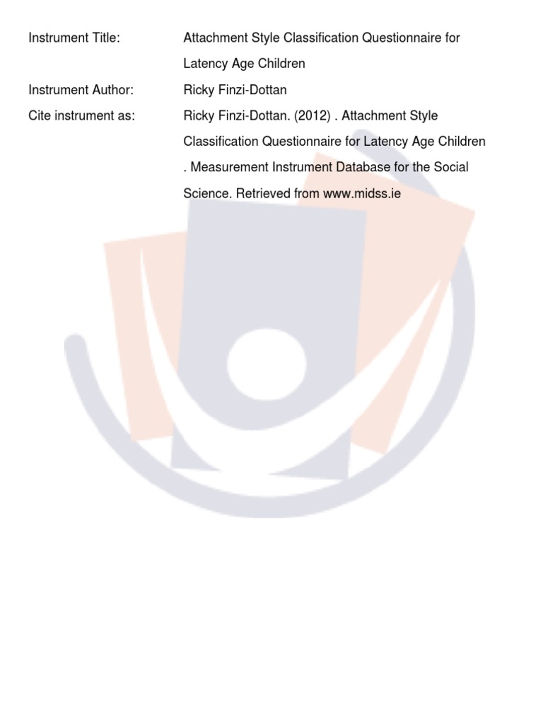 Attachment Style Questionnaire | PDF | Attachment Theory | Questionnaire