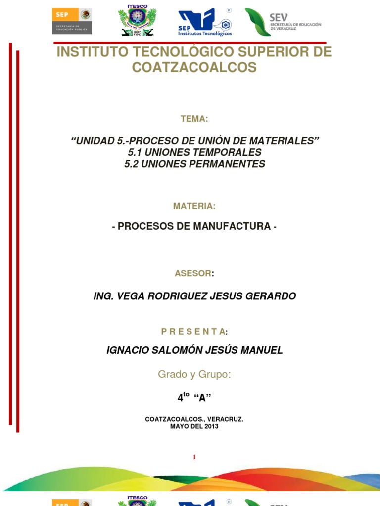 Unidad 5. - Proceso de Union de Materiales | Descargar gratis PDF ...