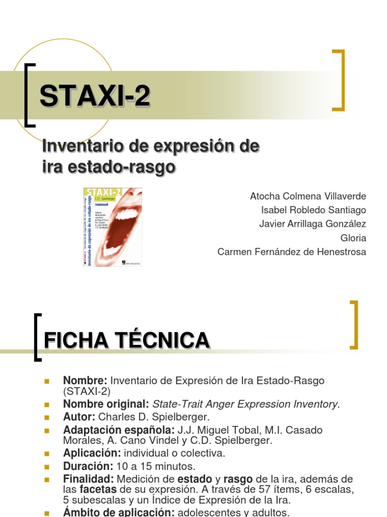 STAXI-2: Inventario de Ira Estado-Rasgo | PDF | Ira | Alfa de Cronbach