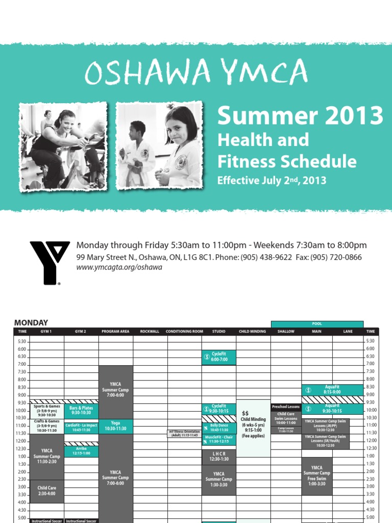 Oshawa Mary ST YMCA Summer Schedule | PDF | Ymca | Volunteering
