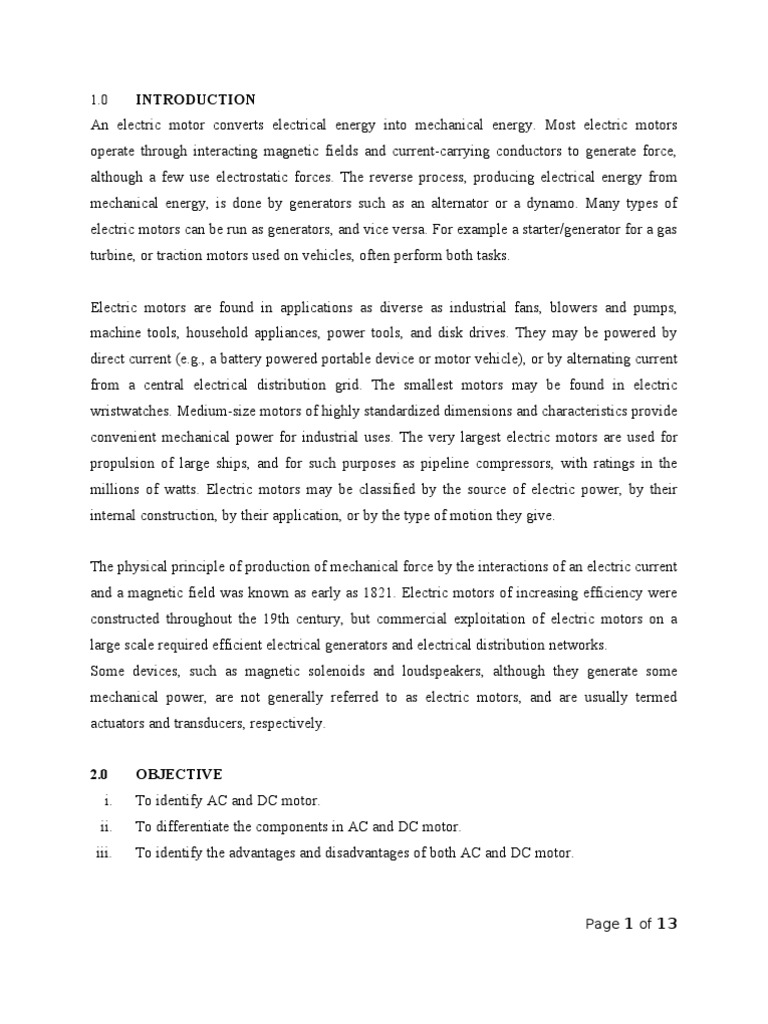 AC and DC Motor | PDF | Electric Motor | Alternating Current