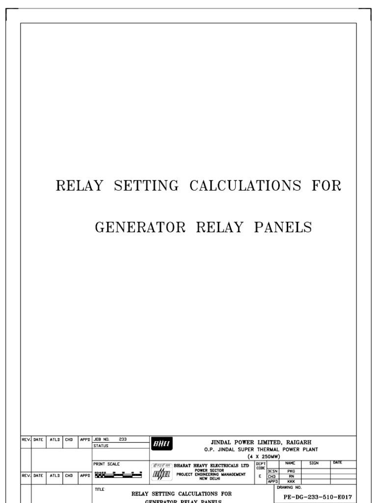 Generator Relay Settings | Download Free PDF | Transformer | Relay