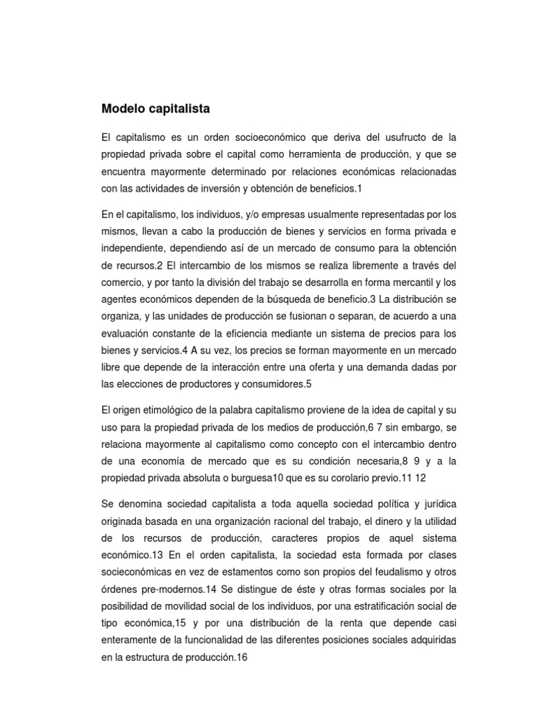 Características del modelo capitalista | PDF | Capitalismo | Capital ...