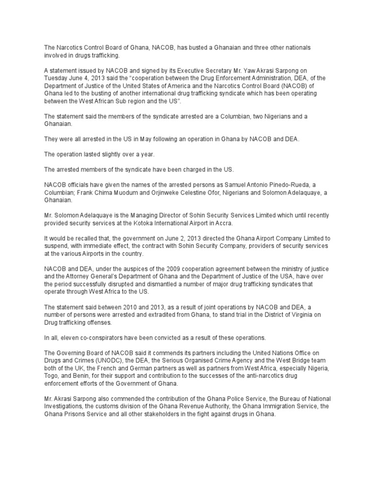 The Narcotics Control Board of Ghana | PDF | Ghana | Drug Enforcement ...