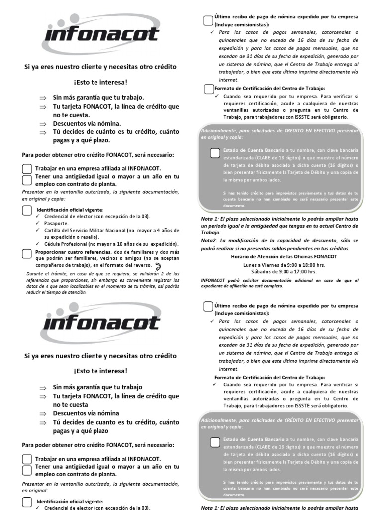 Requisitos para Crédito FONACOT | PDF | Bancos | Science