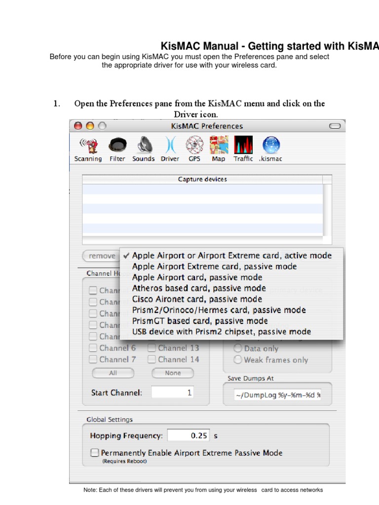KisMAC Manual | PDF | Airport | Device Driver