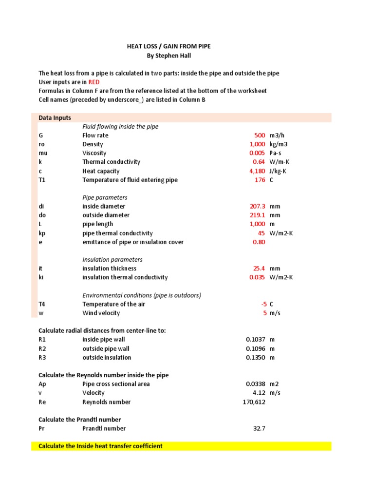 Pipe Heat Loss Calculation Guide | PDF | Heat Transfer | Fluid Dynamics