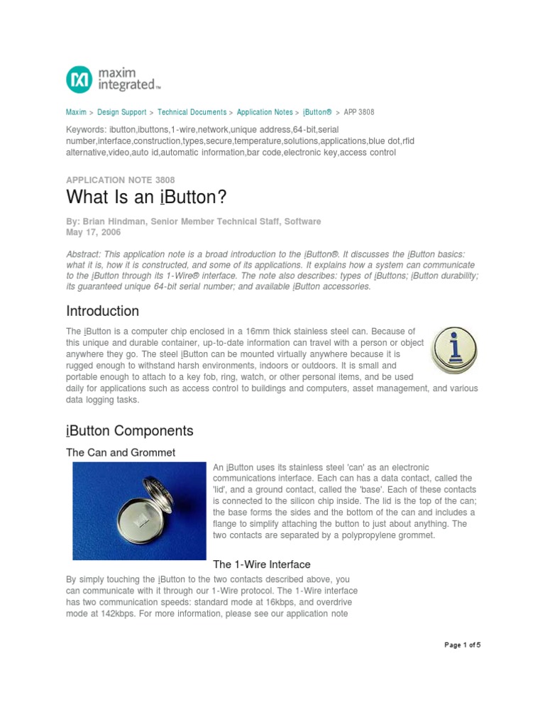 What Is An Ibutton - AN3808 | PDF | Application Software | Personal ...