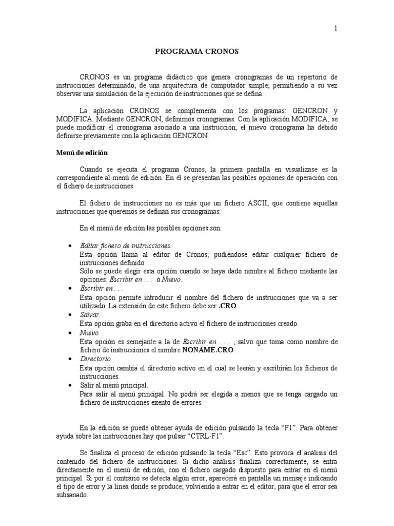 Cronos | PDF | Archivo de computadora | Programa de computadora