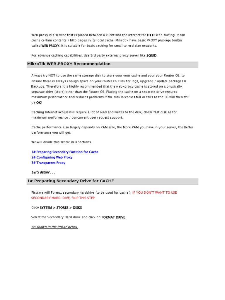 Mikrotik RouterOS Web Proxy in Transparent Mode | PDF | Proxy Server | Cache (Computing)