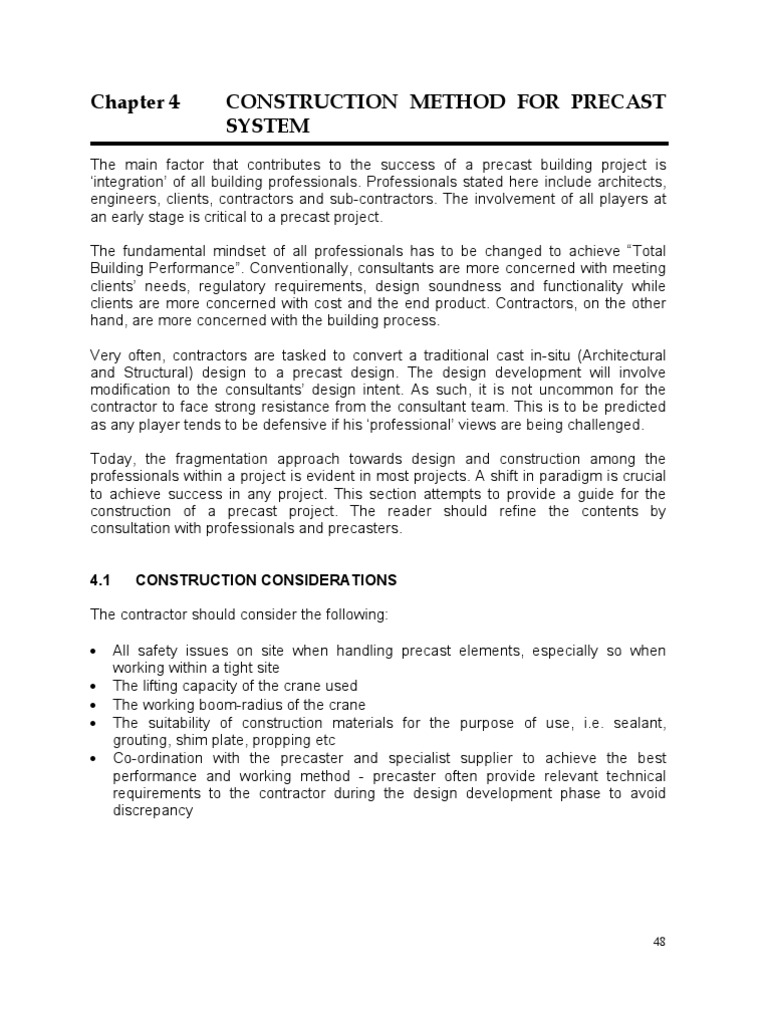Construction Method For Precast System | PDF
