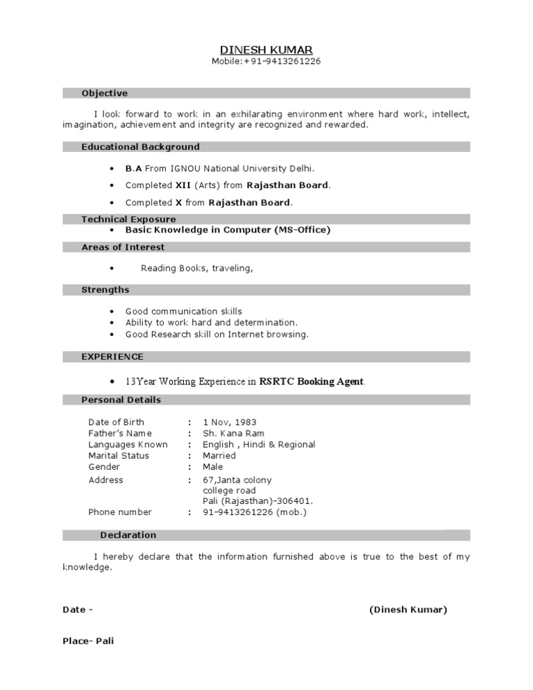 Dinesh Kumar's Professional Resume | PDF | Career & Growth