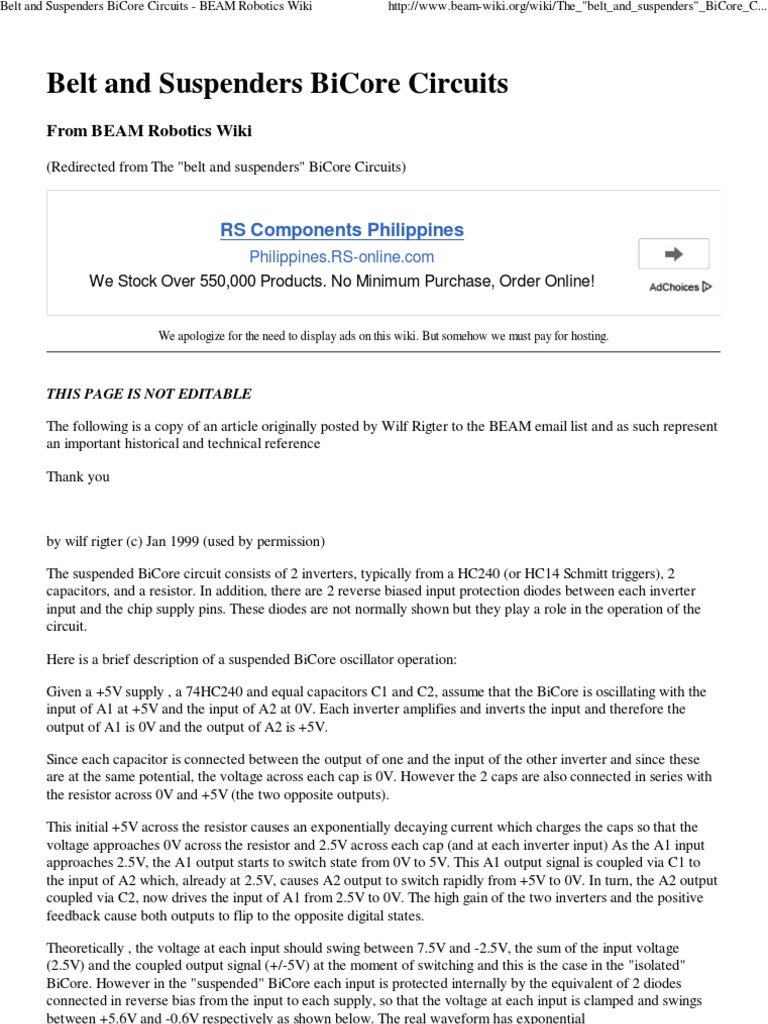 BEAM Robotics Wiki (ASCII Schematics) | PDF | Electronic Circuits ...